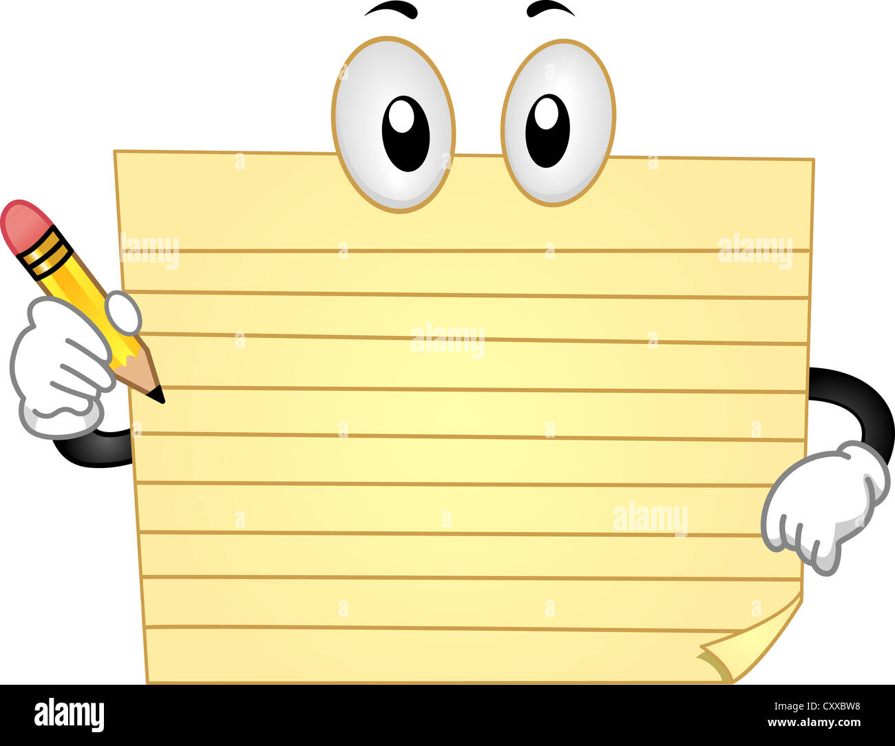 Mascot Illustration Featuring a Yellow Pad Holding a Pencil Stock Photo ...