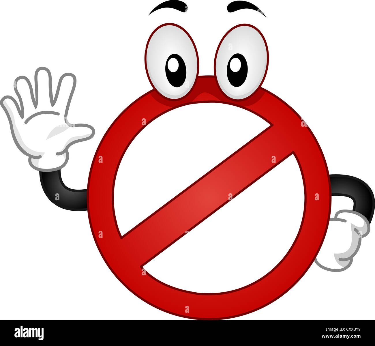 Mascot Illustration of a Stop Sign With its Hand Raised Stock Photo - Alamy