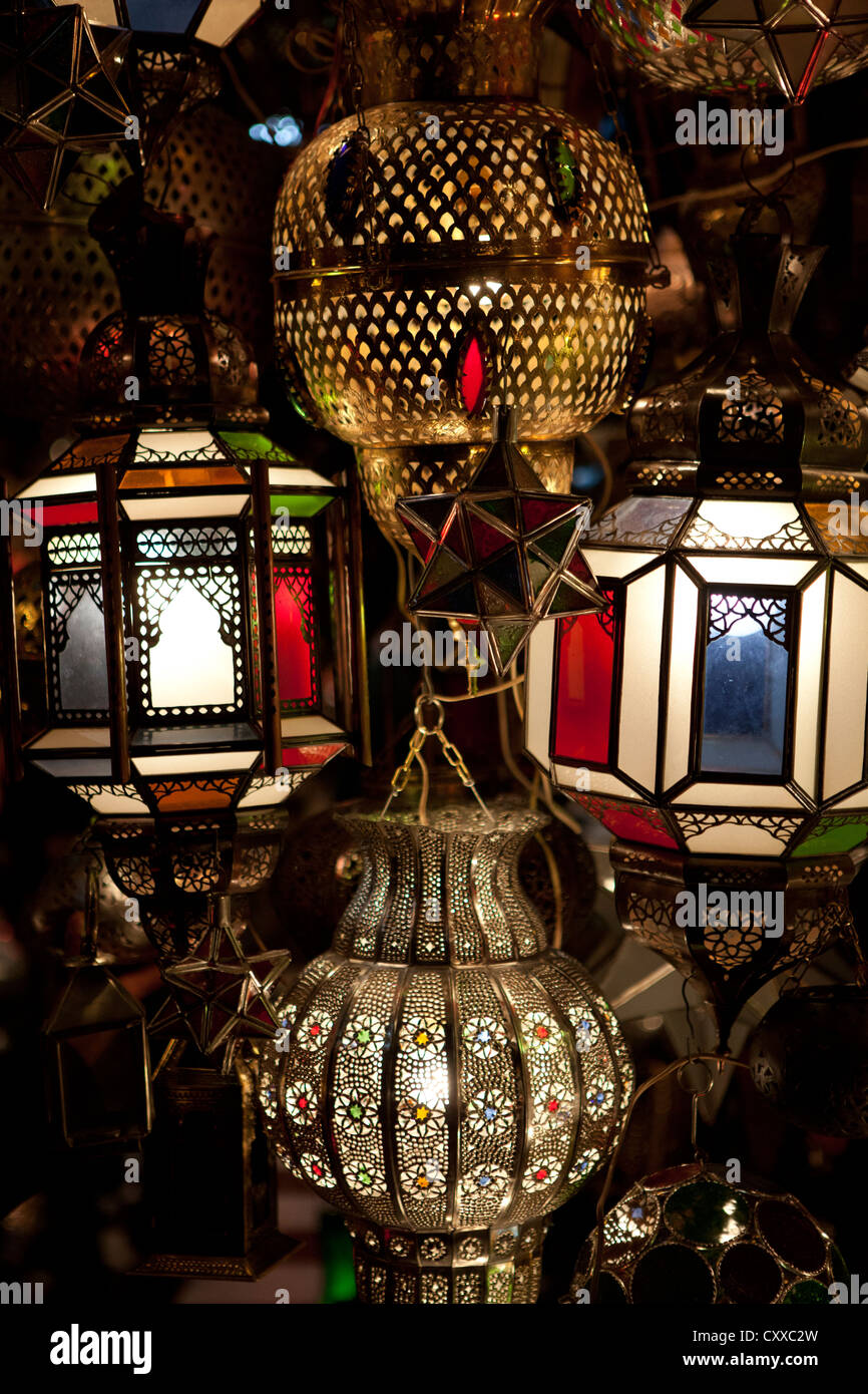 Traditional Moroccon glass lamps in the souk Marrakesh Stock Photo - Alamy