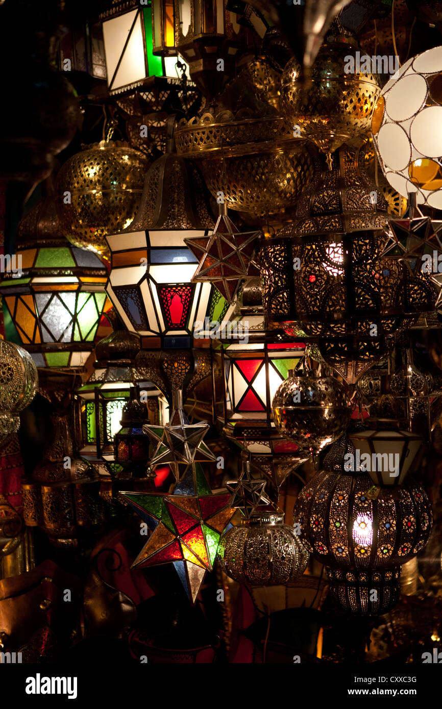 Traditional Moroccon glass lamps in the souk Marrakesh Stock Photo - Alamy