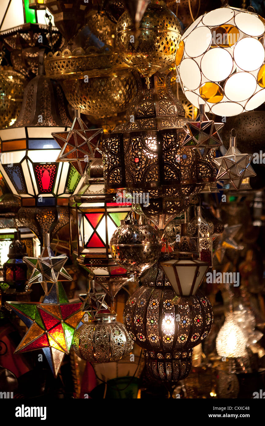 Traditional Moroccon glass lamps in the souk Marrakesh Stock Photo - Alamy