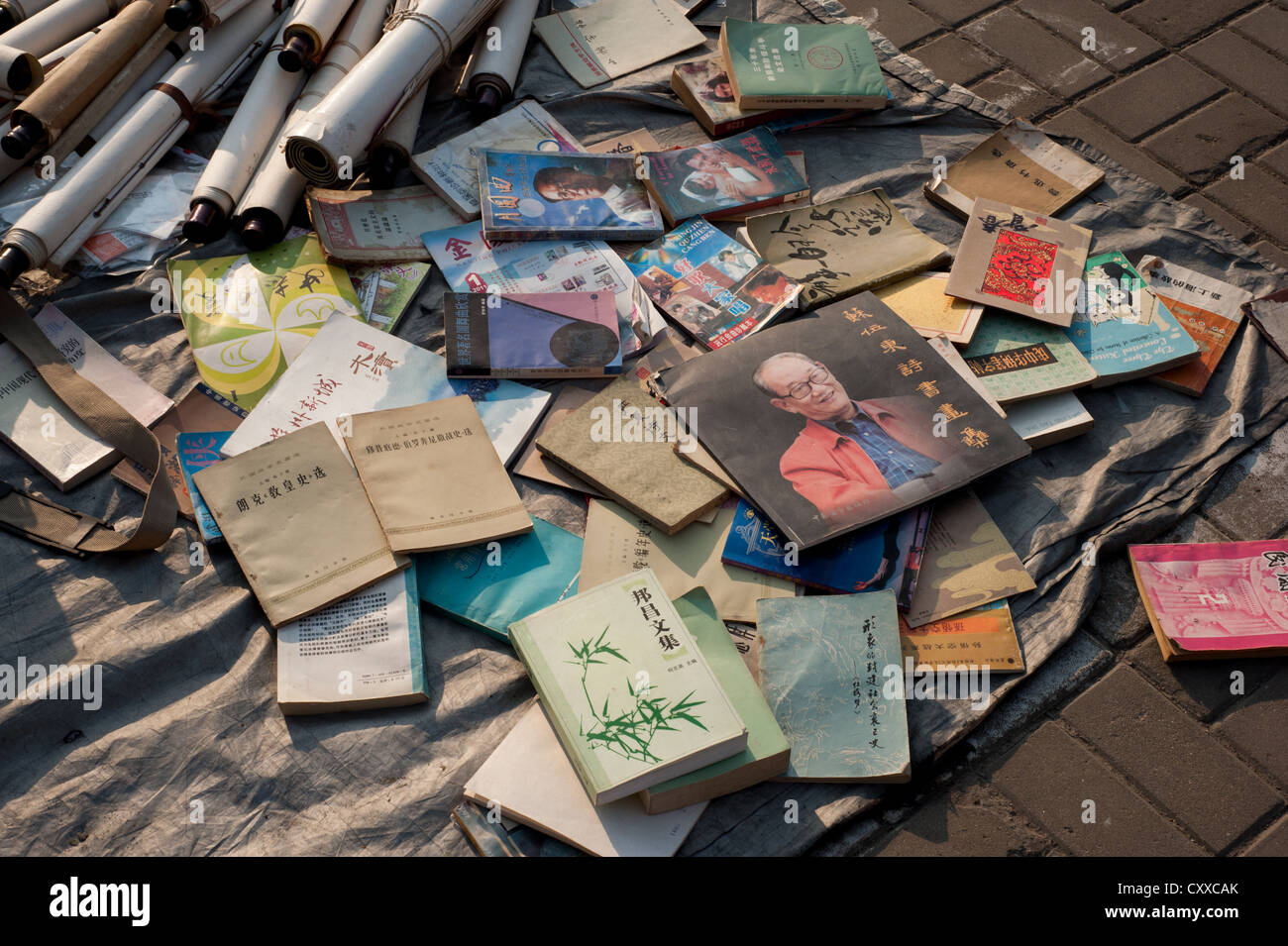 Nanjing, China. Sale of second-hand books and magazines at Shuimu ...