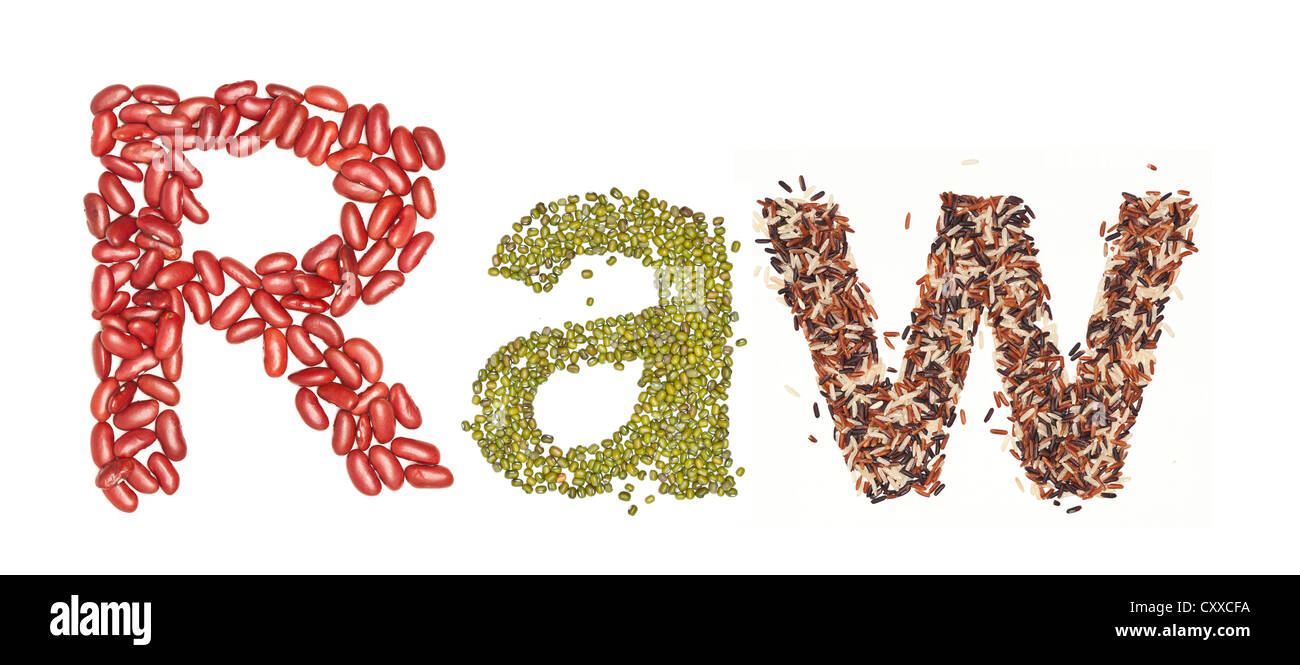 raw, alphabet dry foods on white background Stock Photo - Alamy
