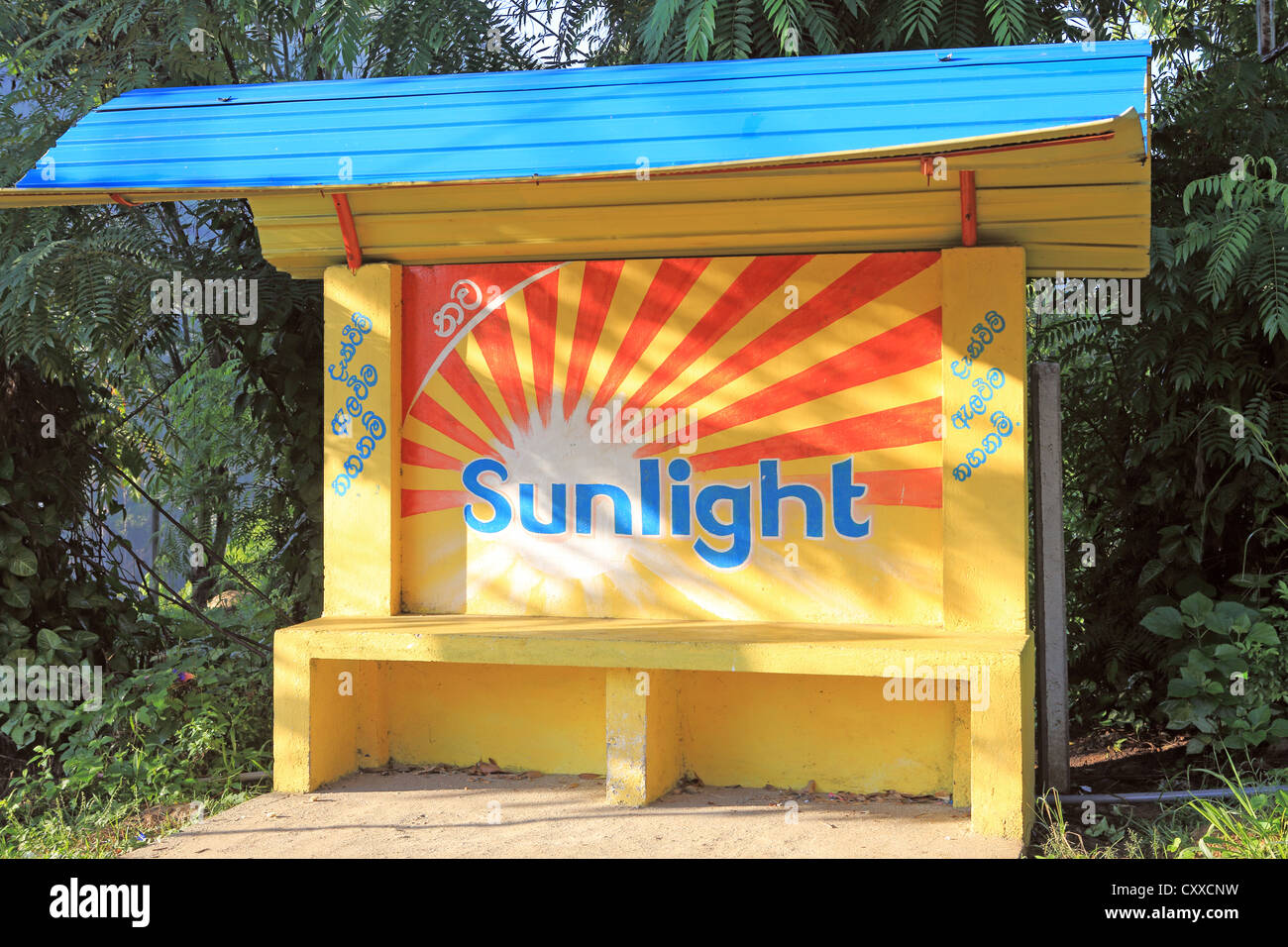 Sunlight bus stop in the Sri Lanka highlands Stock Photo - Alamy