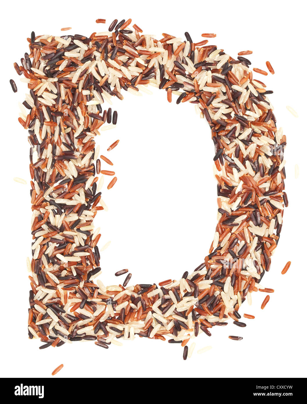 D, Alphabet from Organic Whole grain Rice Stock Photo - Alamy