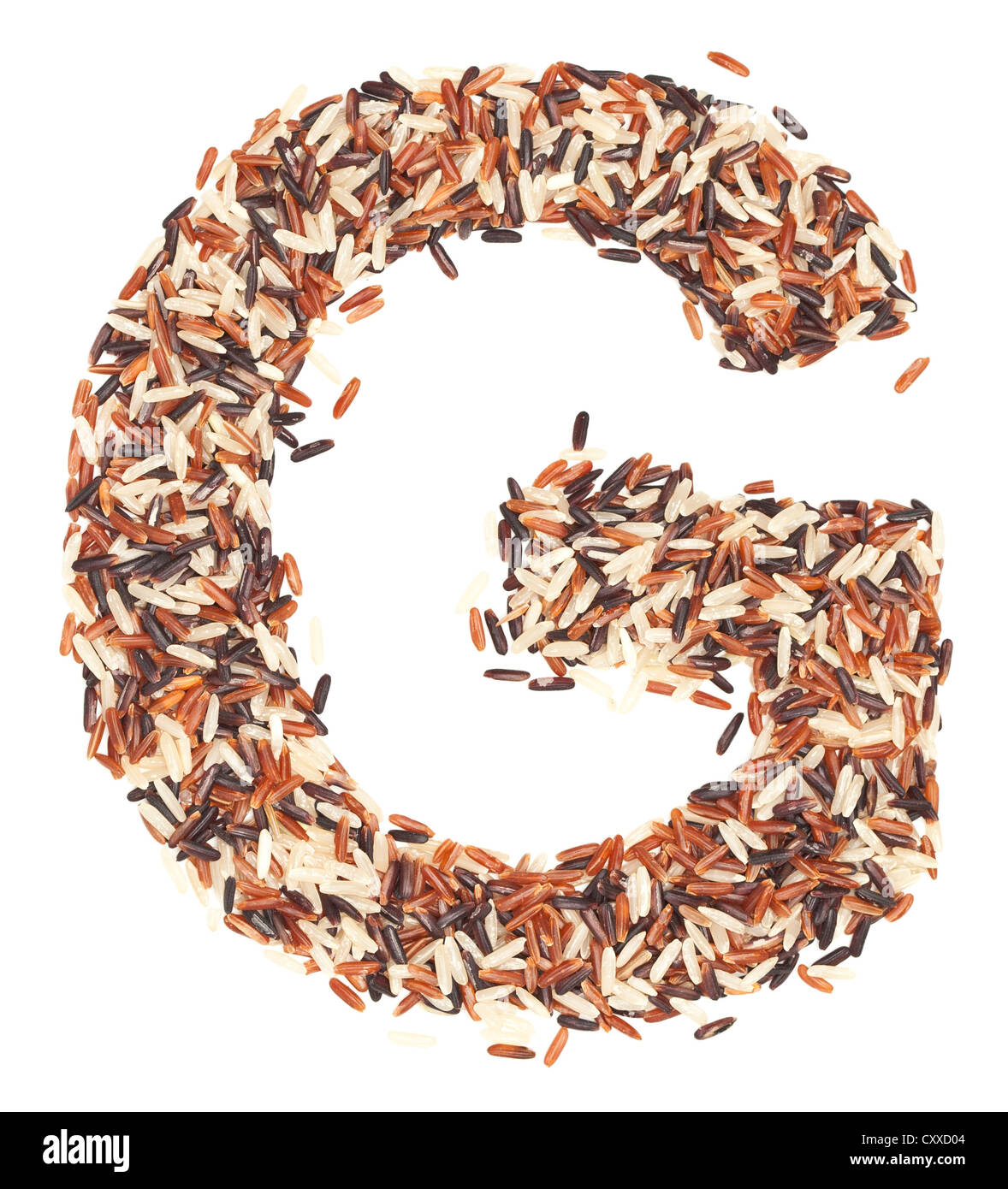 G, Alphabet from Organic Whole grain Rice Stock Photo - Alamy