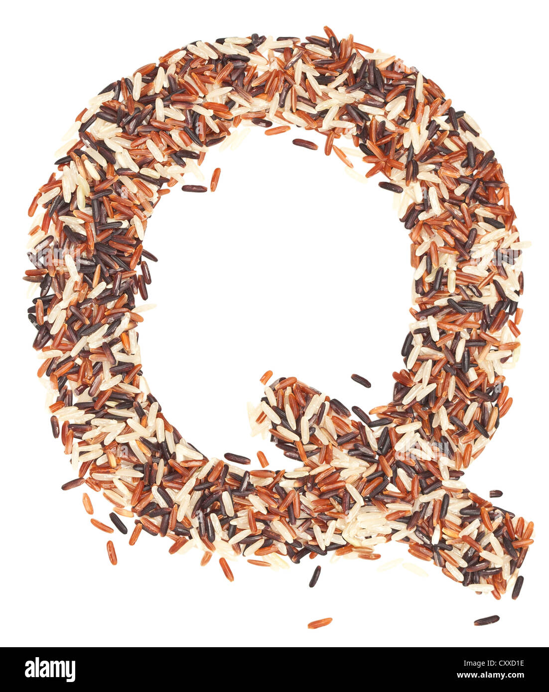 Q, Alphabet from Organic Whole grain Rice Stock Photo - Alamy