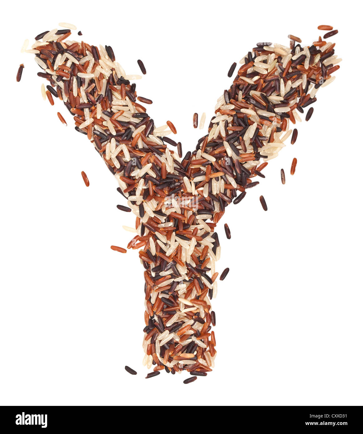 y, Alphabet from Organic Whole grain Rice Stock Photo - Alamy