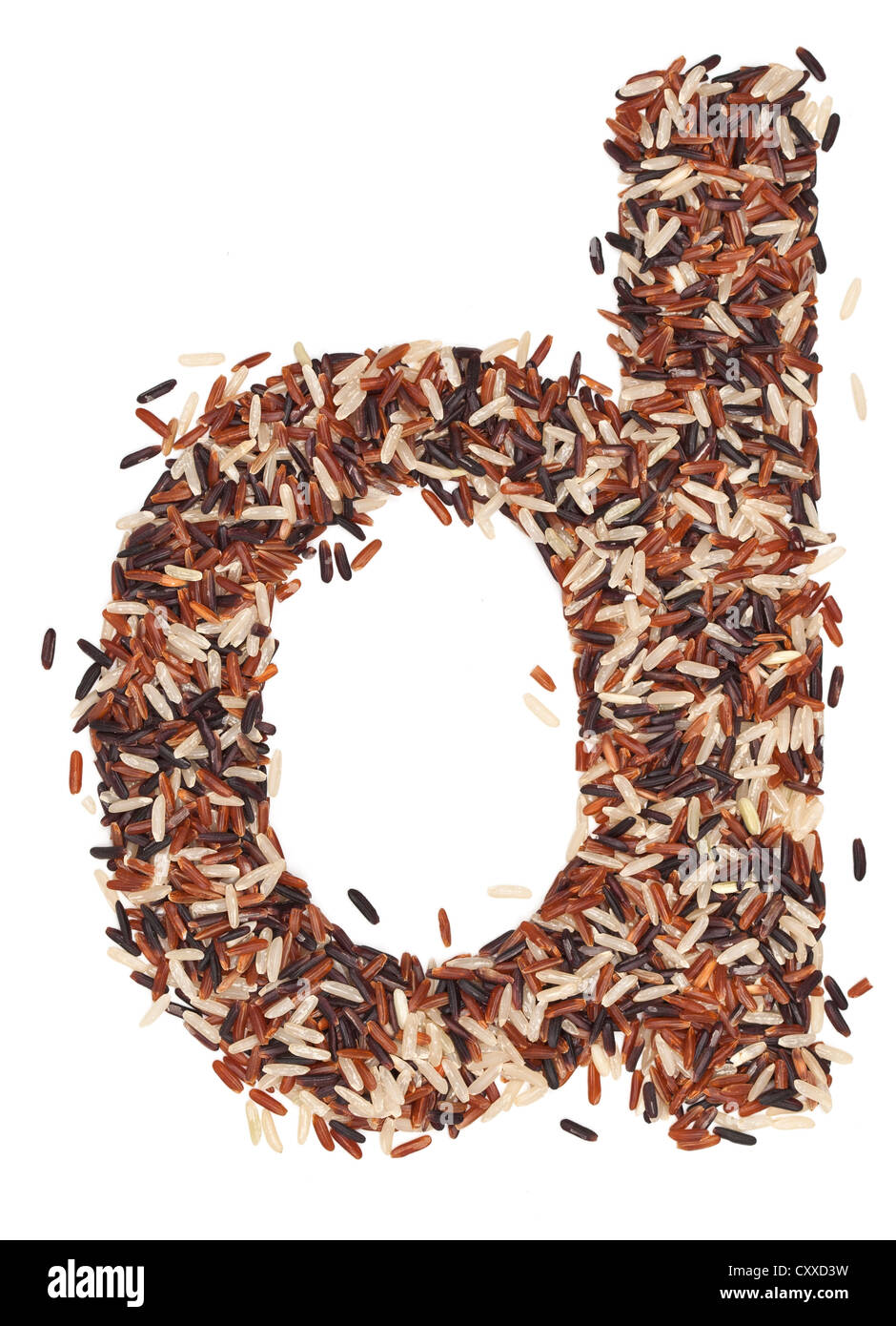 d, Alphabet from Organic Whole grain Rice Stock Photo - Alamy