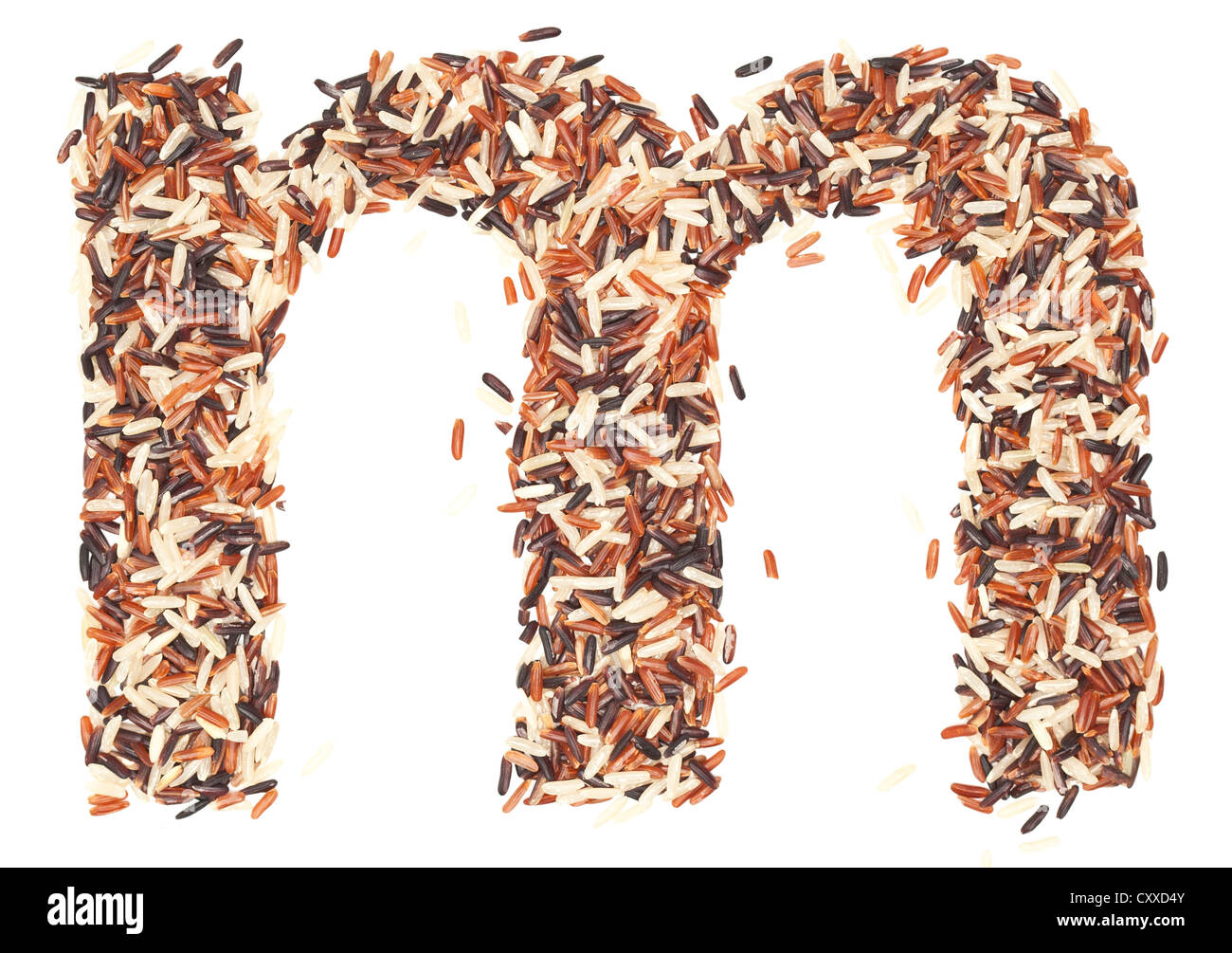m, Alphabet from Organic Whole grain Rice Stock Photo - Alamy