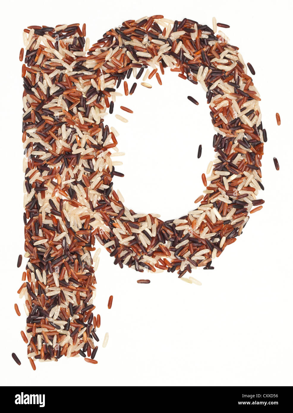 p, Alphabet from Organic Whole grain Rice Stock Photo - Alamy
