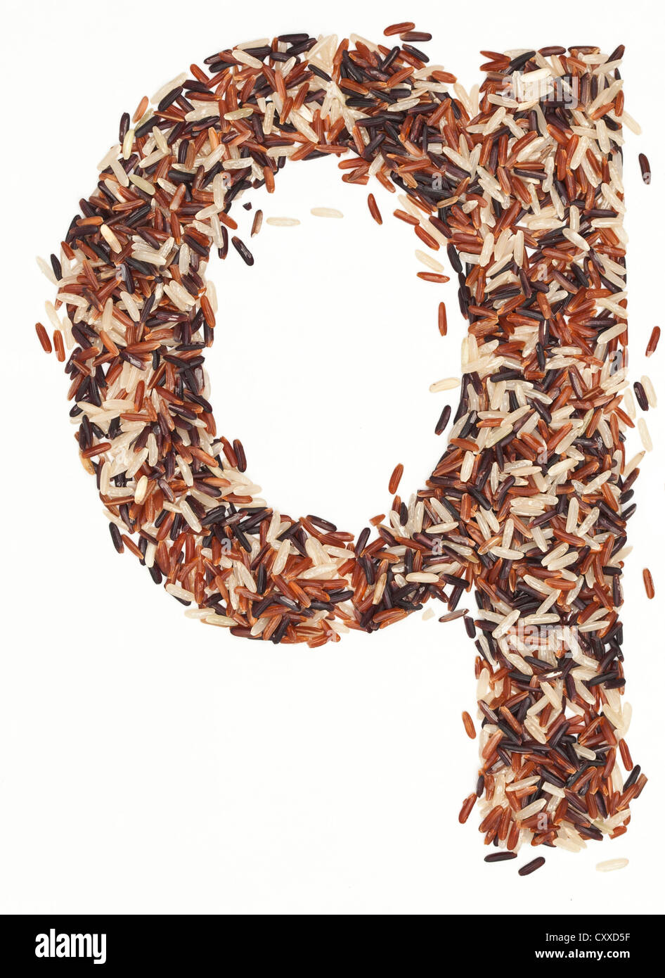 q, Alphabet from Organic Whole grain Rice Stock Photo - Alamy