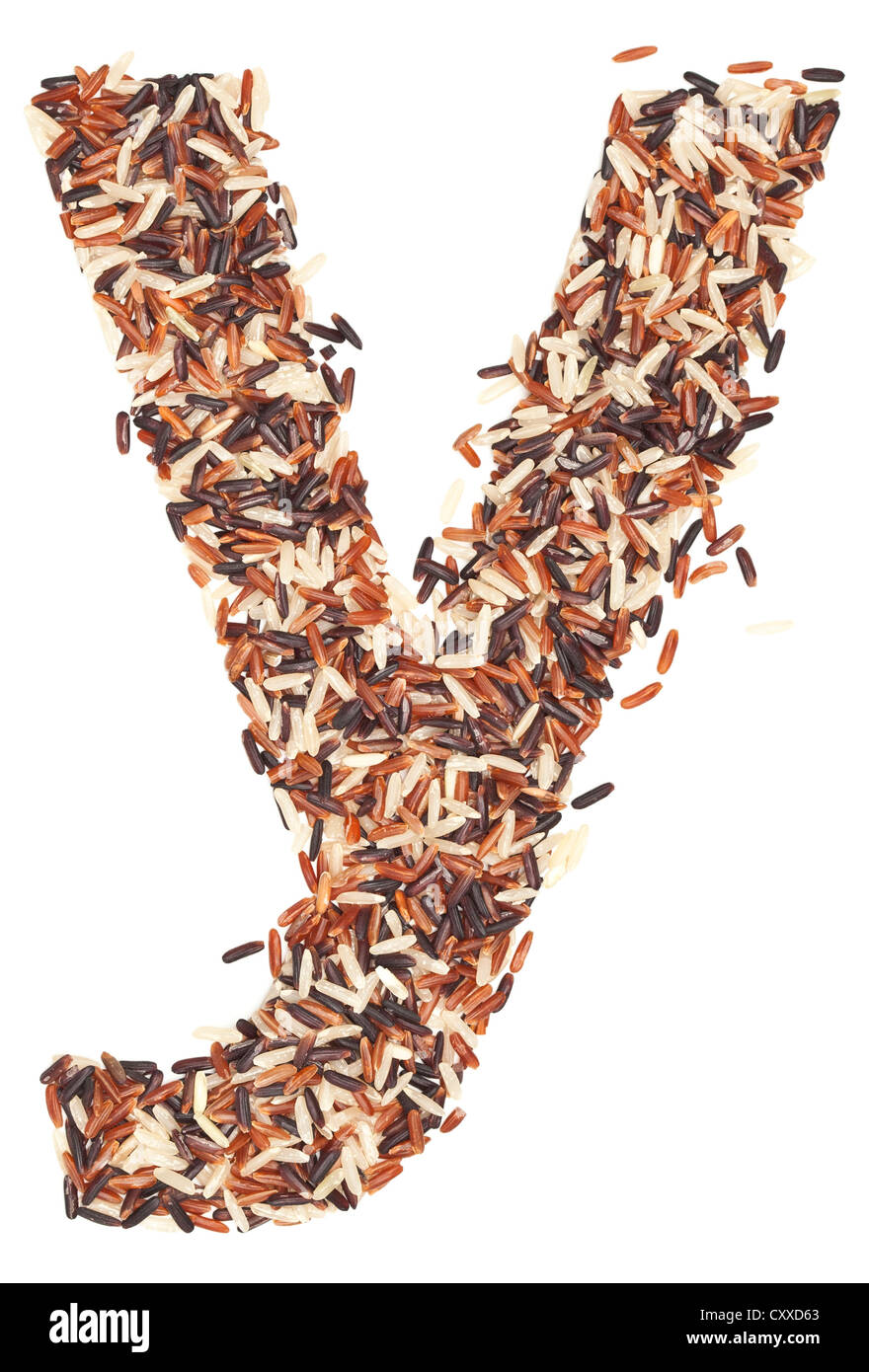 y, Alphabet from Organic Whole grain Rice Stock Photo - Alamy