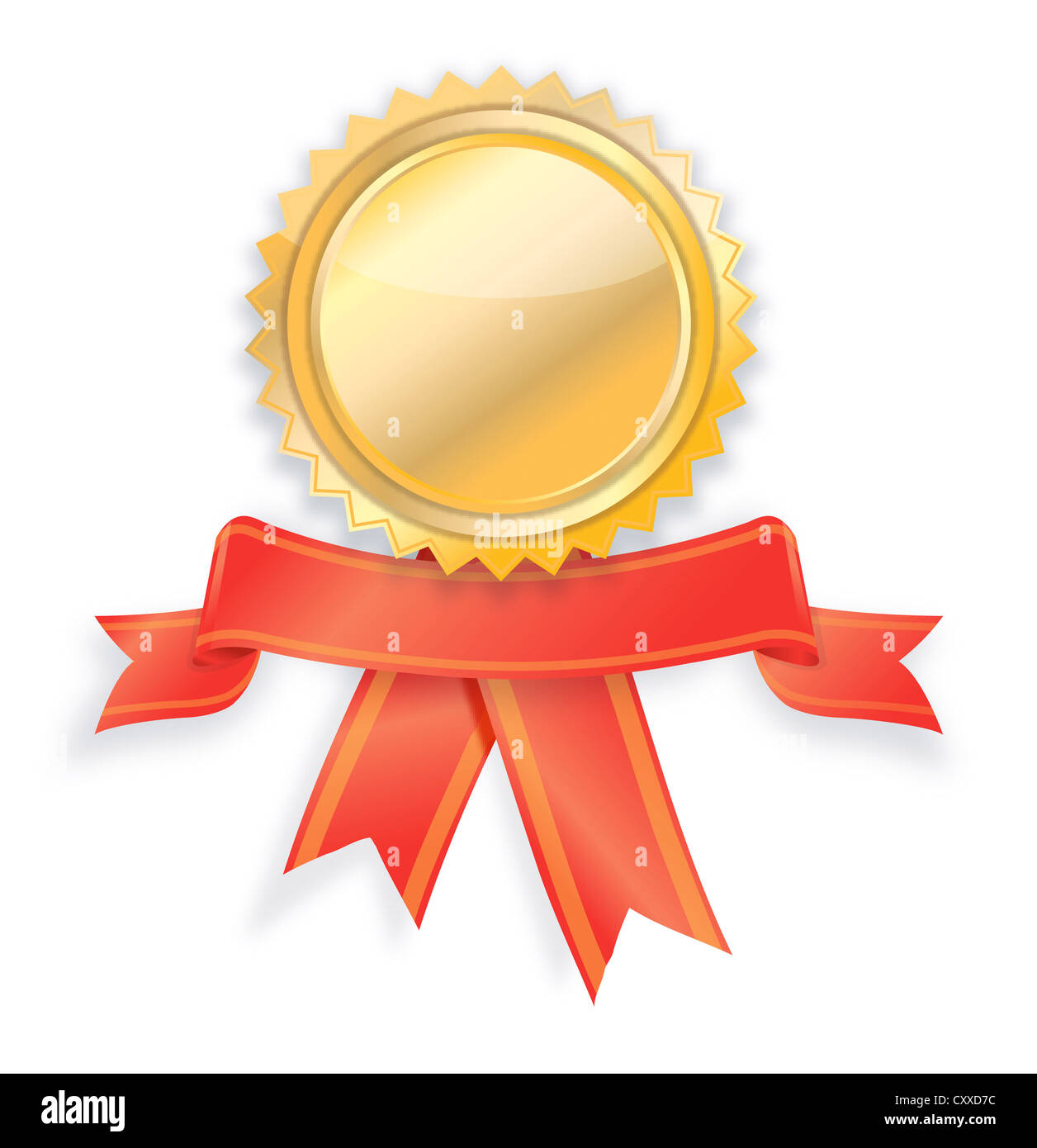 empty golden label with red ribbon Stock Photo - Alamy