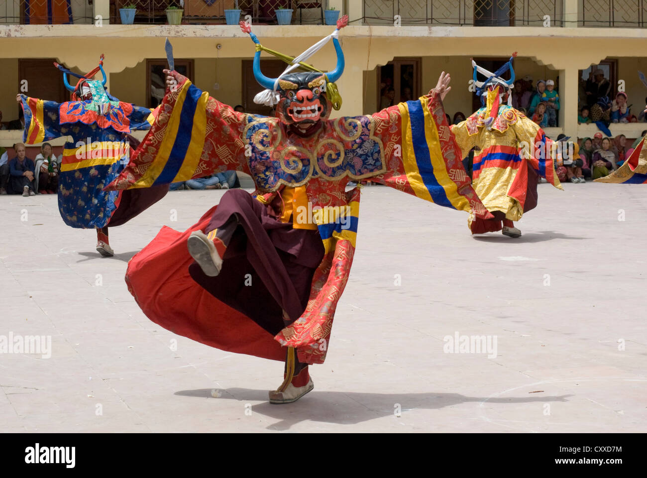 Masked Buddhist monks Perform a ritual dance at the annual Kungri ...