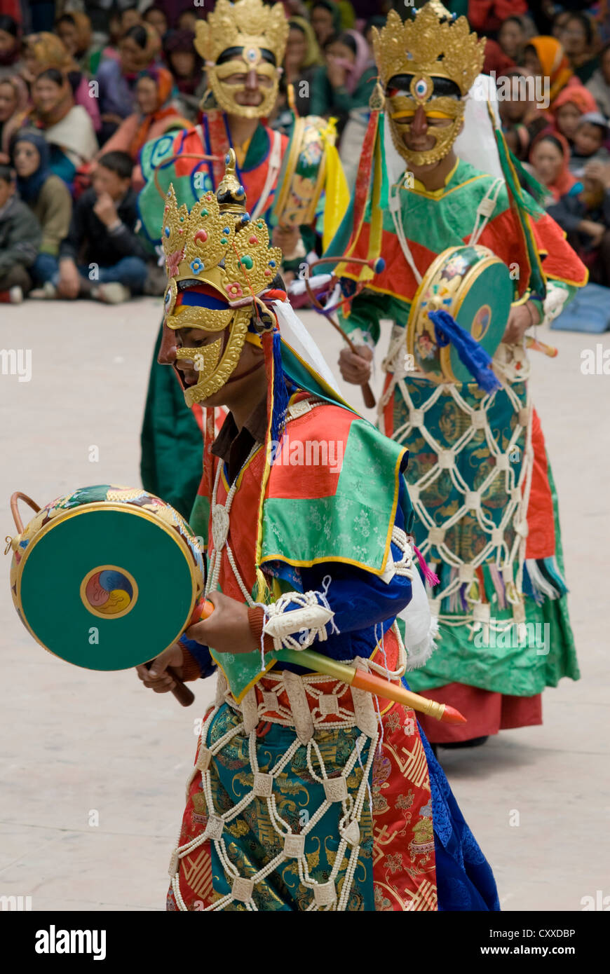 Masked Buddhist monks Perform a ritual dance at the annual Kungri ...