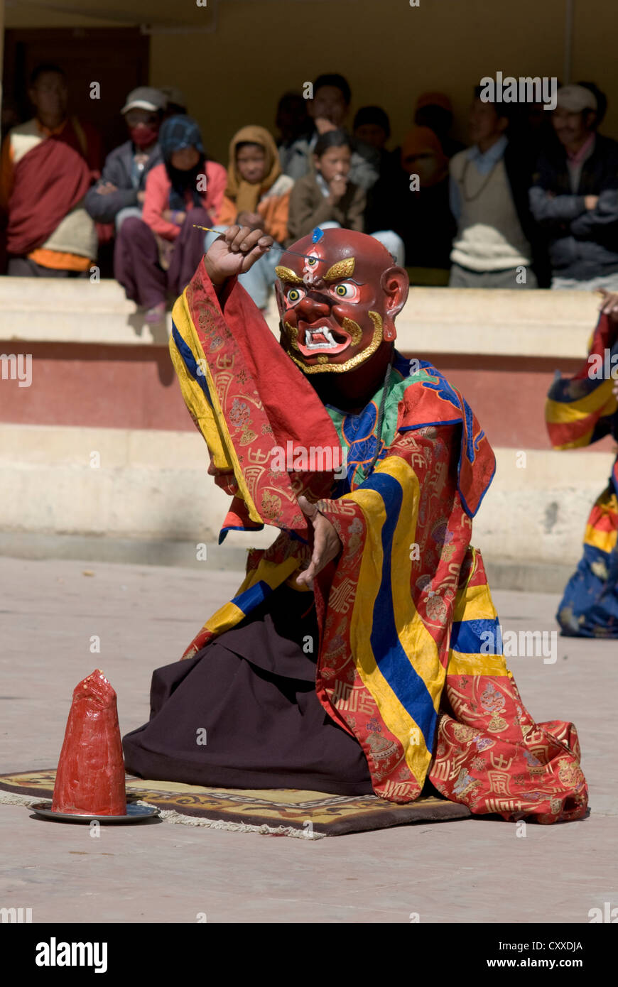 A masked Buddhist monk Performs a ritual dance at the annual Kungri ...