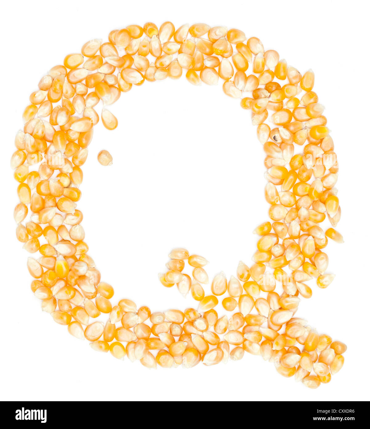 Q,Alphabet from Organic corn beans dry on white Stock Photo - Alamy