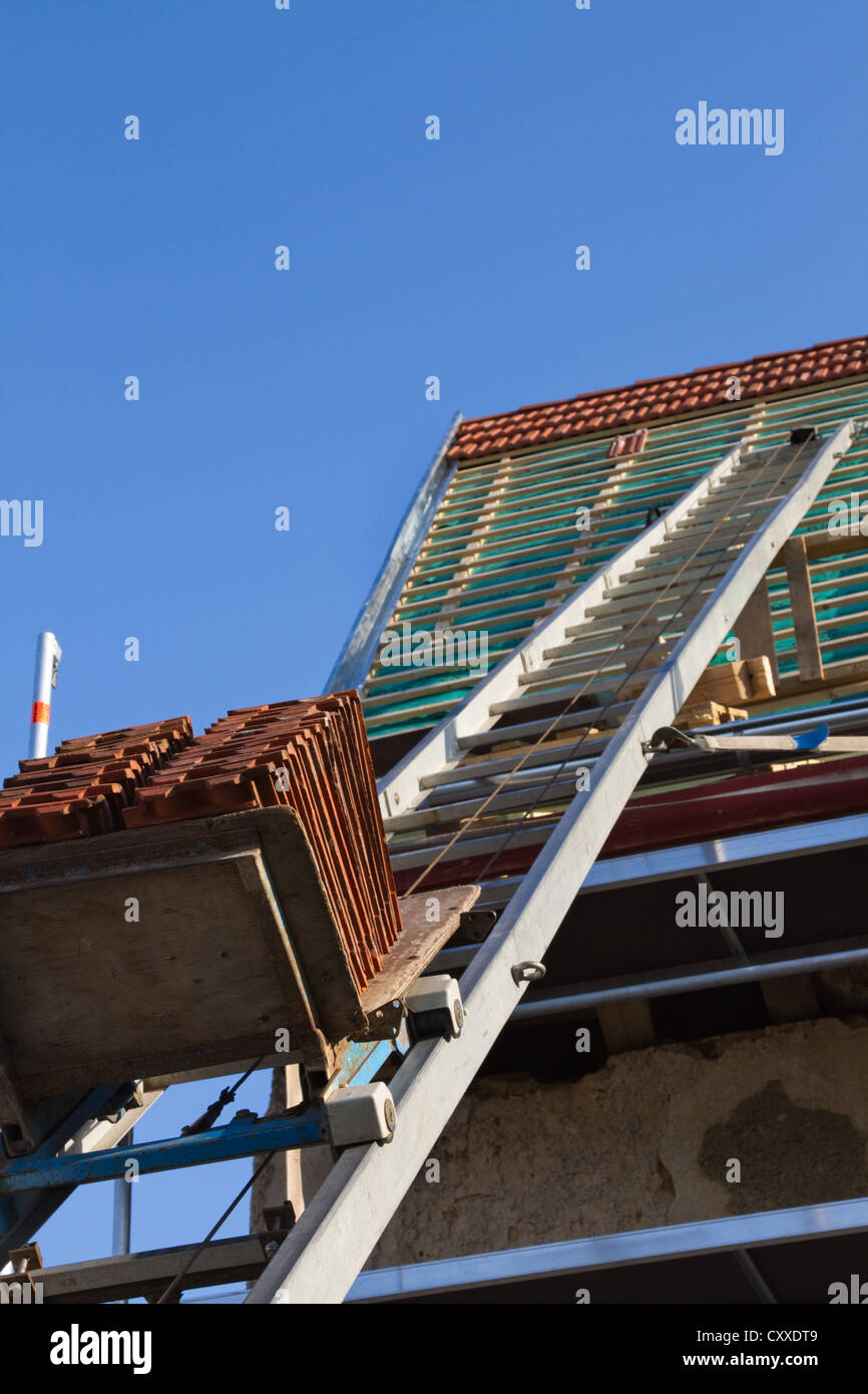 Roofing, brick elevator Stock Photo - Alamy