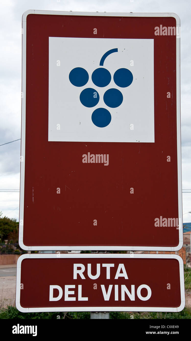 Wine route sign in Rioja, Spain Stock Photo - Alamy