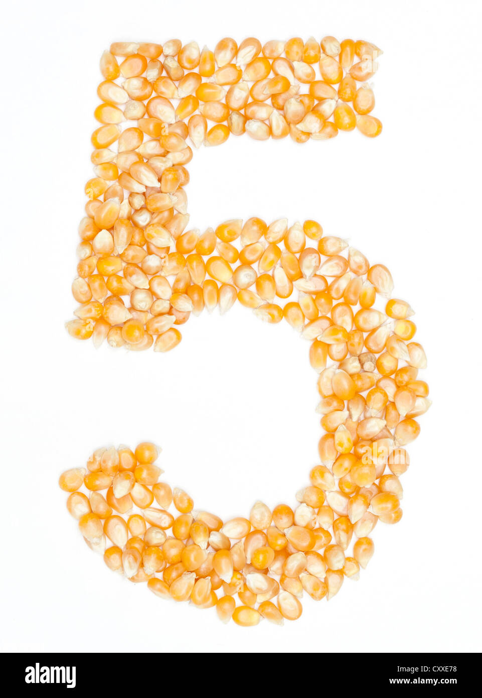 5, number from Organic corn beans dry on white Stock Photo - Alamy