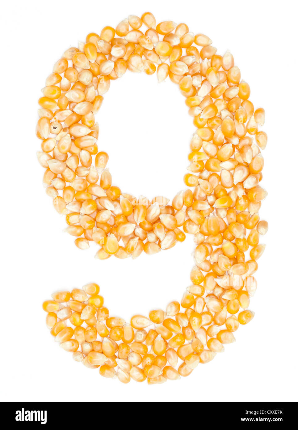 9, number from Organic corn beans dry on white Stock Photo - Alamy