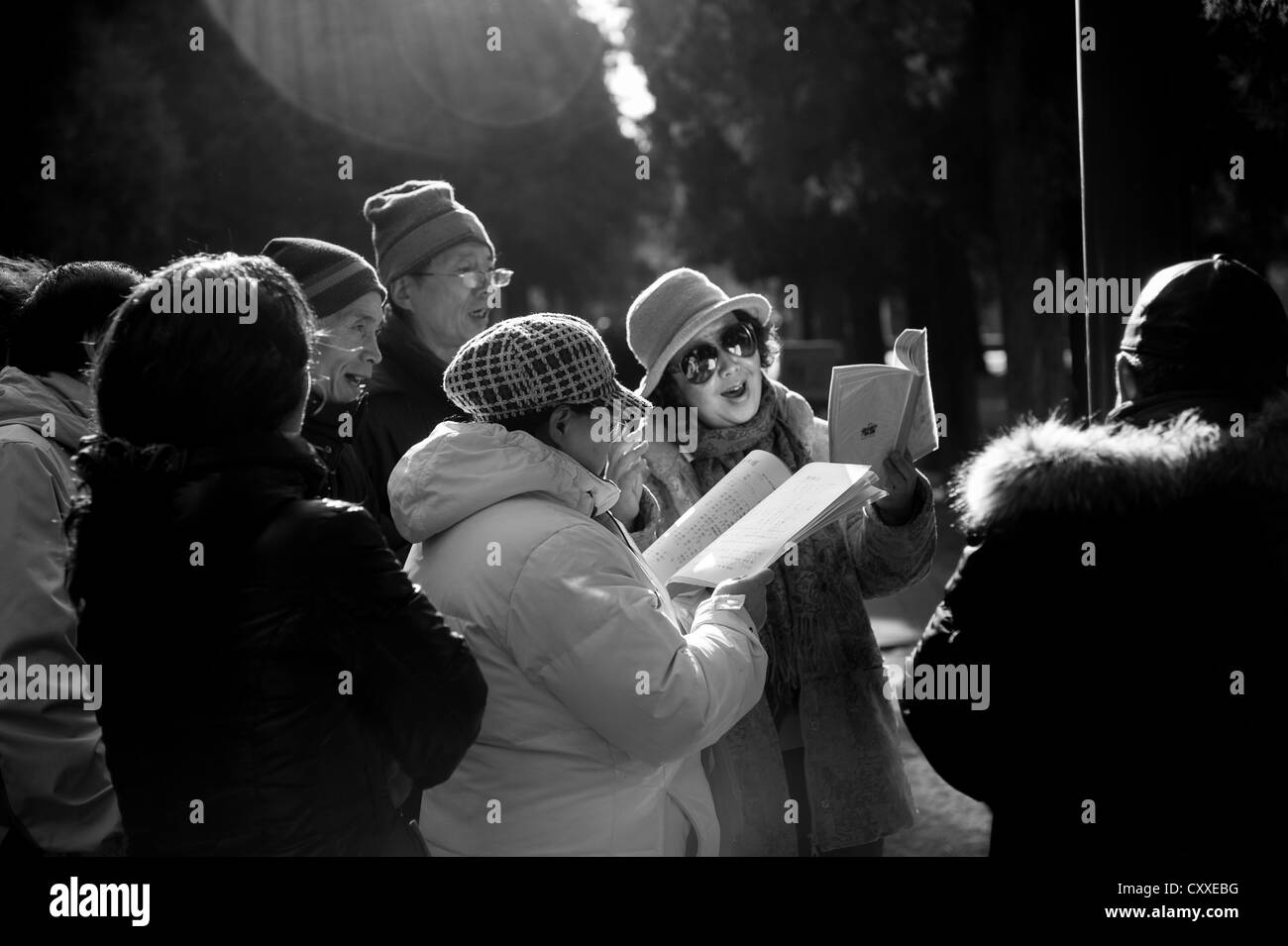 Elderly people singing Black and White Stock Photos & Images - Alamy