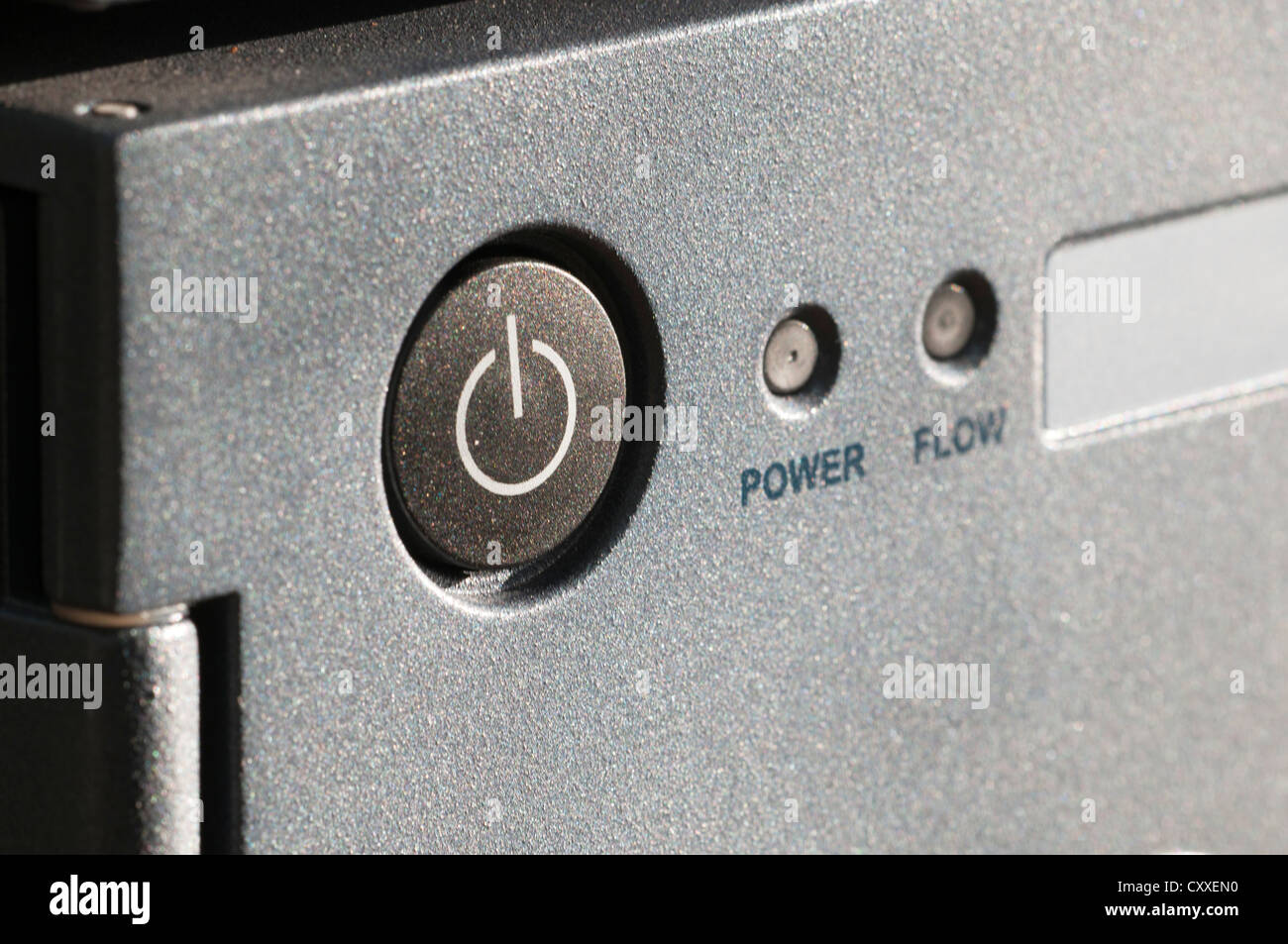 Power button, two detecting elements and a part of display, close-up ...