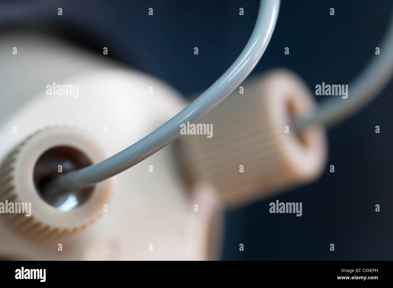 Tube lines for liquid in laboratory equipment, macro, local focus Stock ...