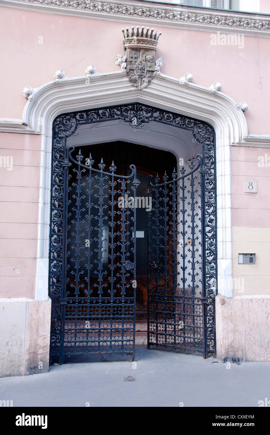 Vintage Gate and Royal Coat of Arms with Crown, Buda’s Castle District ...