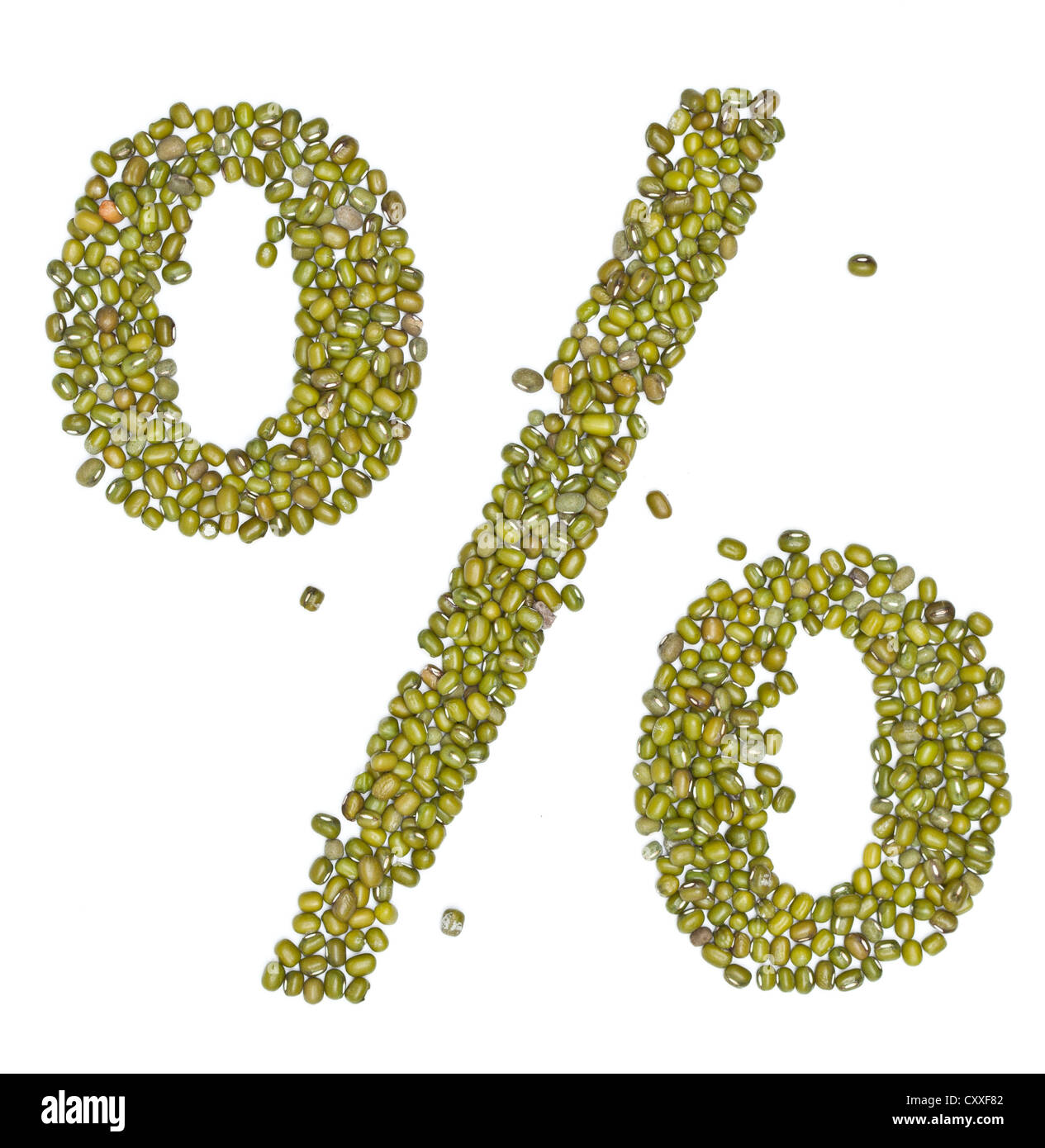 percent, alphabet form green beans on white Stock Photo - Alamy