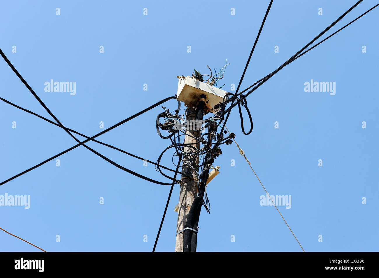 Power supply lines in the historic district, Acre or Akko, Israel ...
