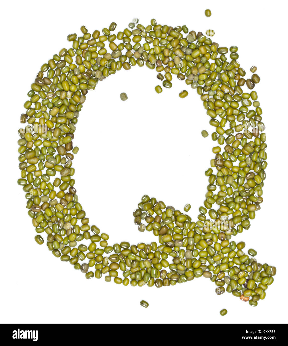 Q,alphabet form green beans on white Stock Photo - Alamy