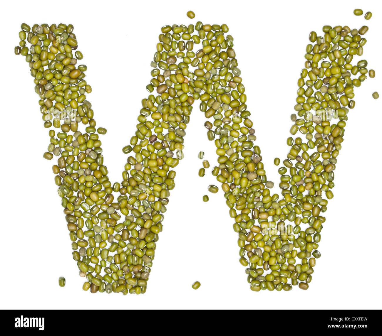 W, alphabet form green beans on white Stock Photo - Alamy