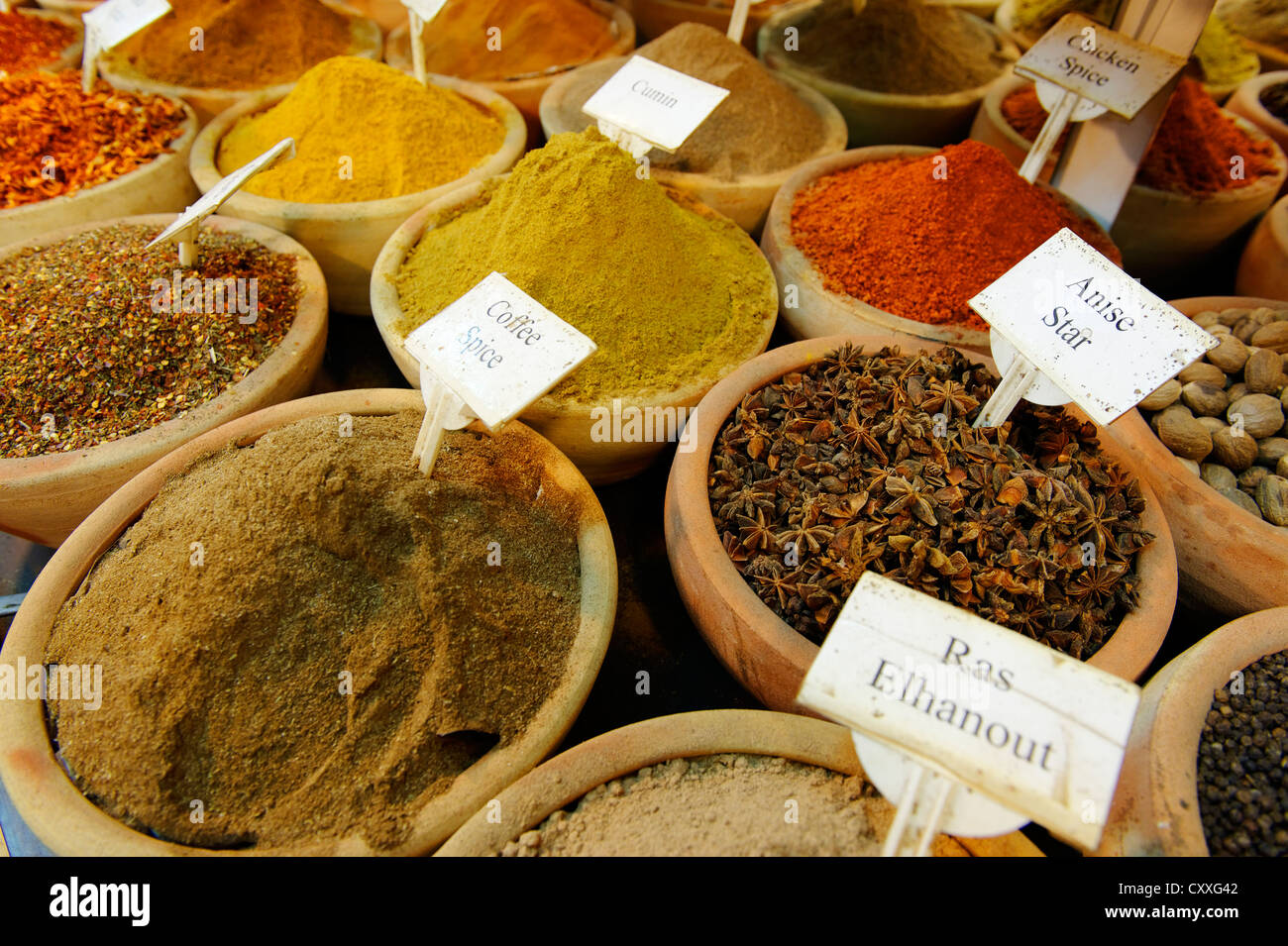 Spices and herbs at the bazaar, souk, Jerusalem, Israel, Middle East ...