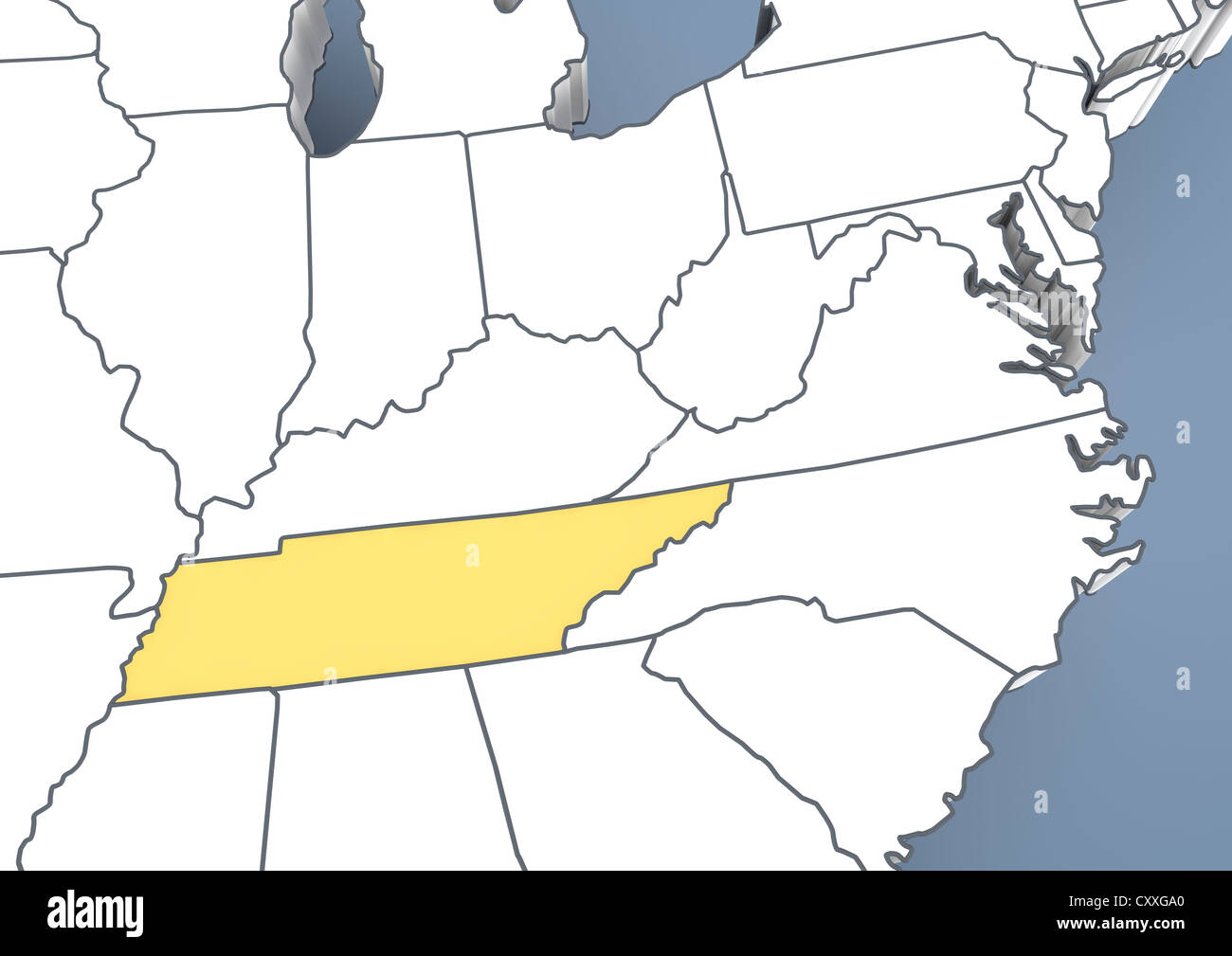 Map of tennessee hi-res stock photography and images - Alamy