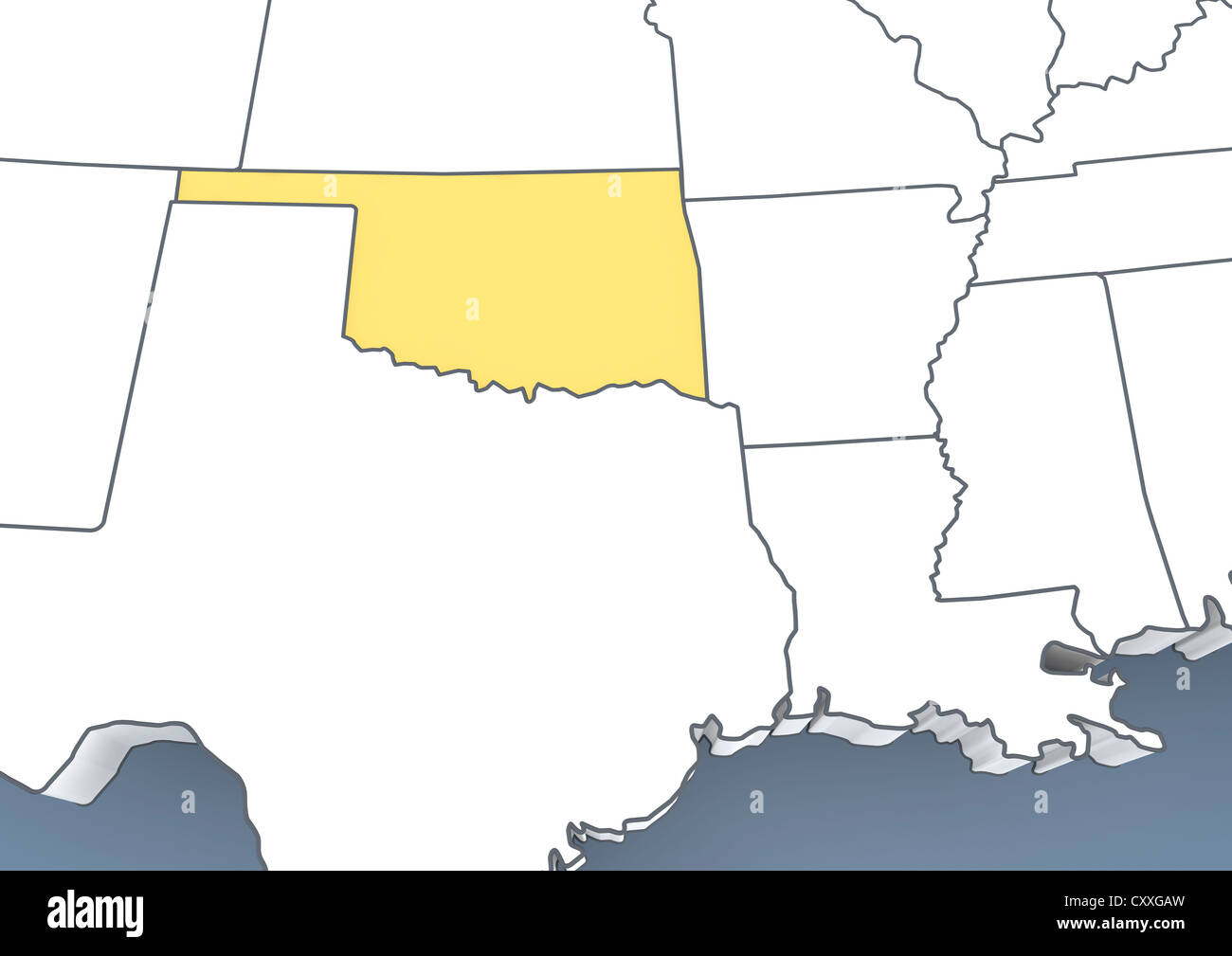 Oklahoma, OK, USA, United States of America, outline, 3D illustration ...