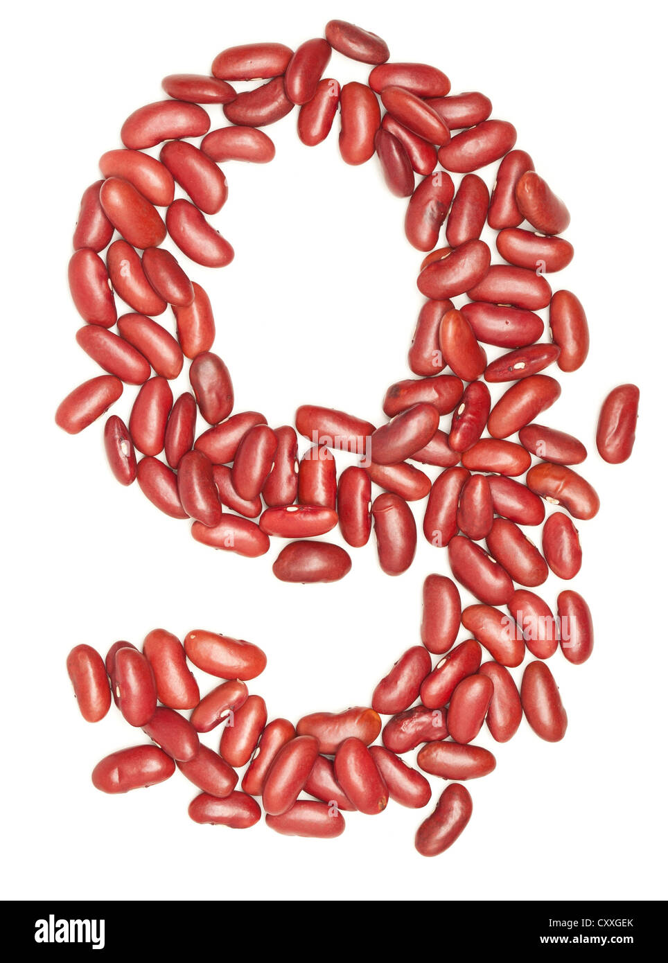 9 number,from red beans. on white Stock Photo - Alamy