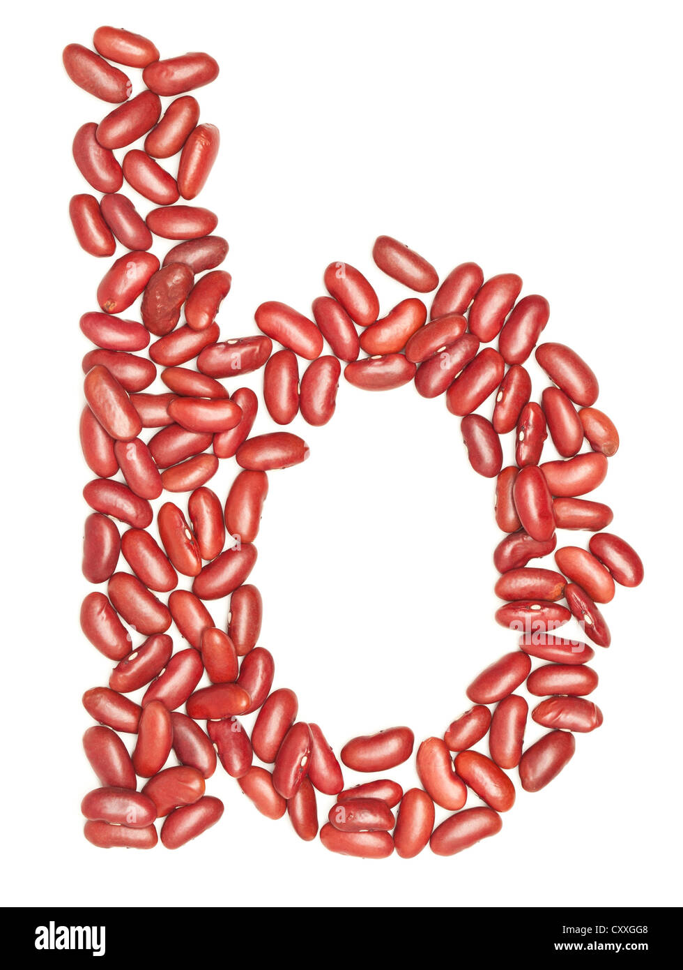 b, Alphabet from red beans. on white Stock Photo - Alamy