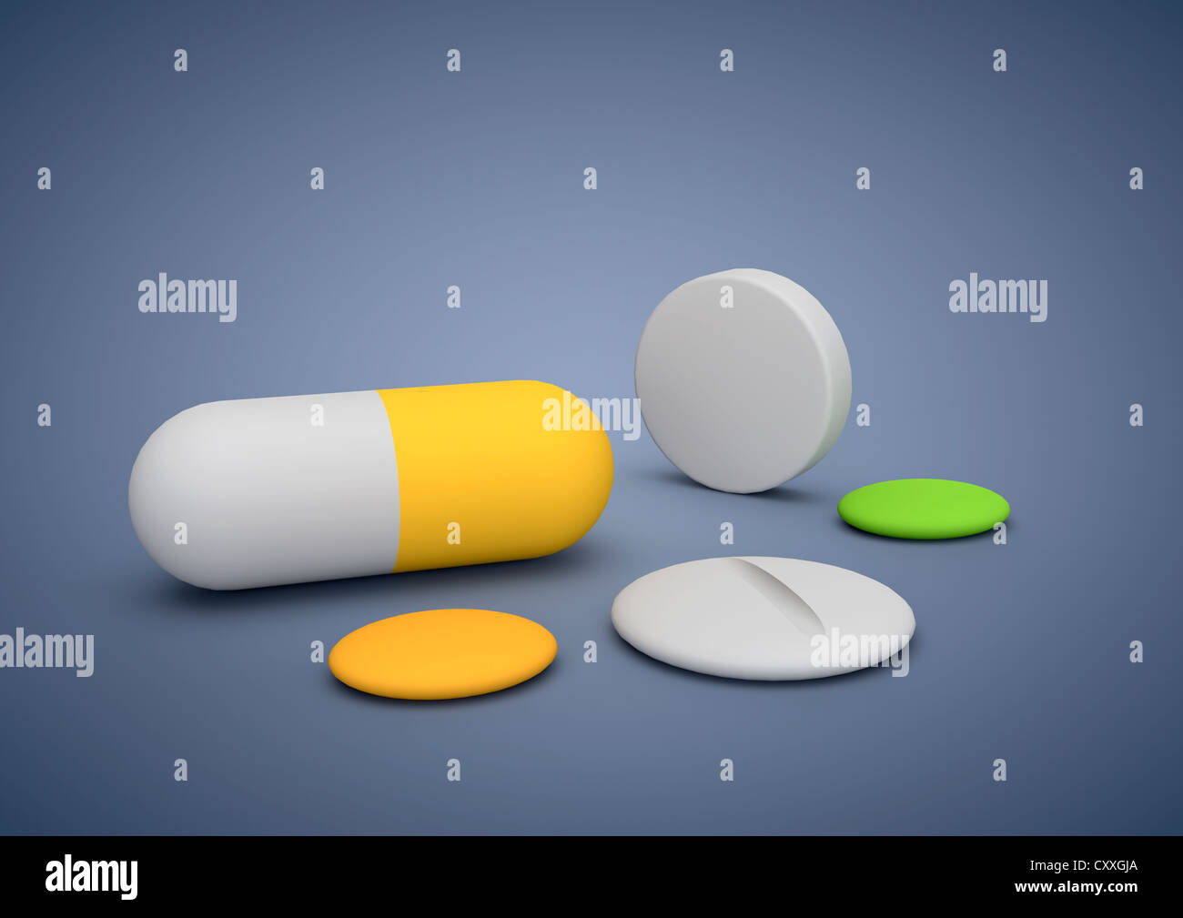 Tablets, medicines, symbolic image for healthcare system, medicine, 3D ...