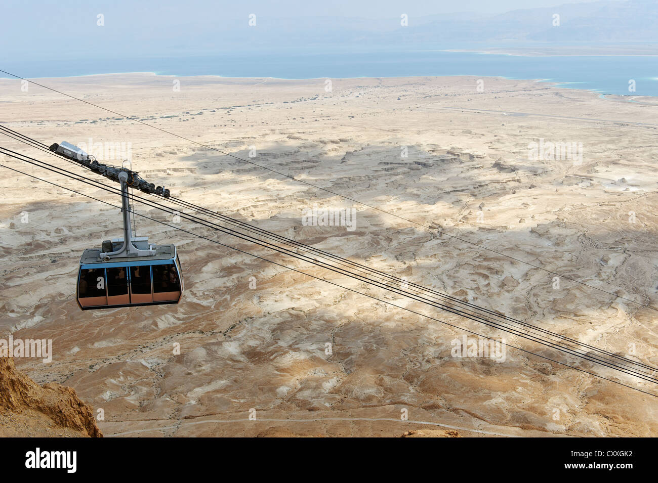 Gondola, cable car, Masada cableway to Jewish excavations at the Masada ...