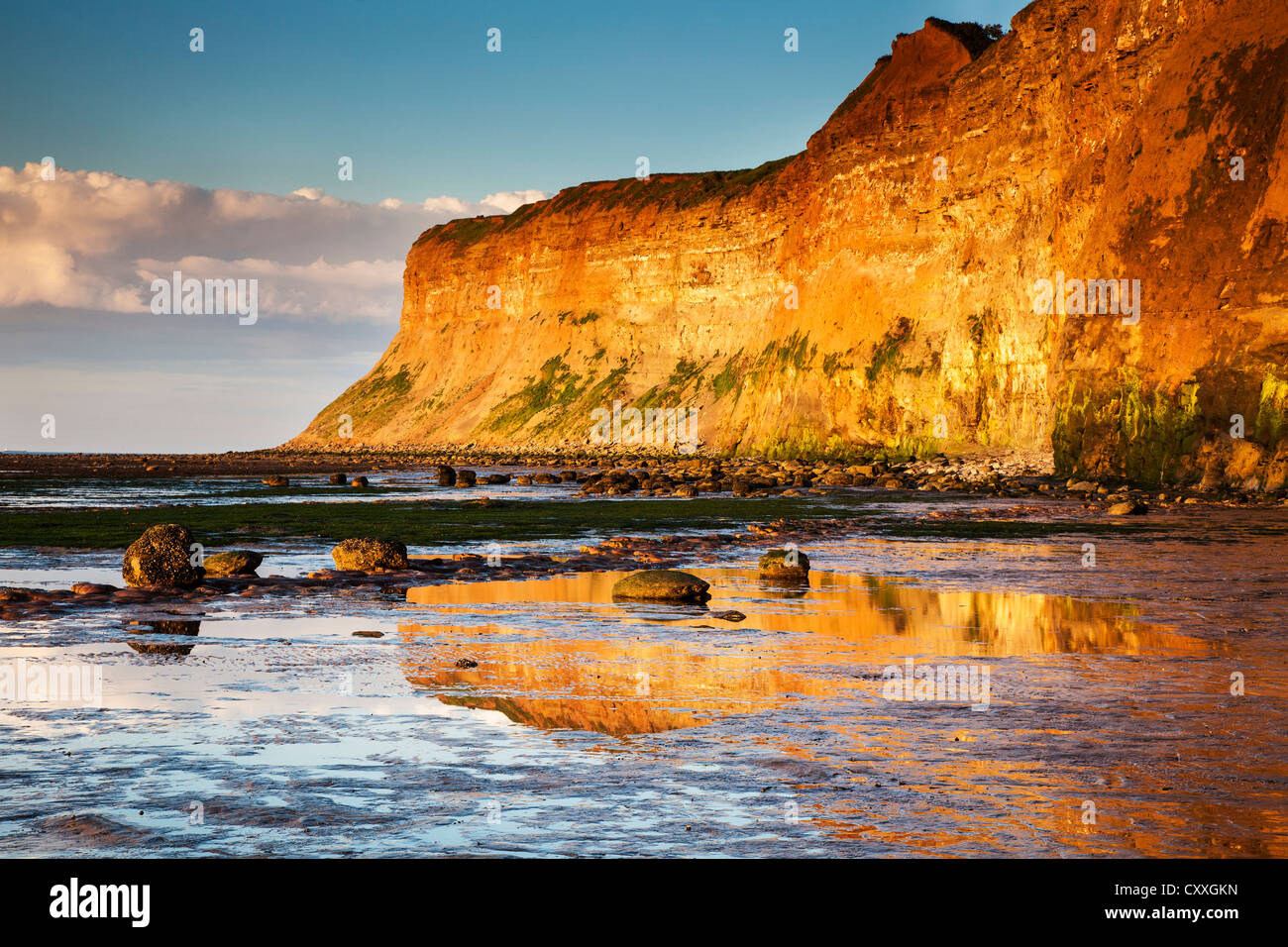 Huntcliff at summer sunset, Saltburn by the Sea, Cleveland Stock Photo ...
