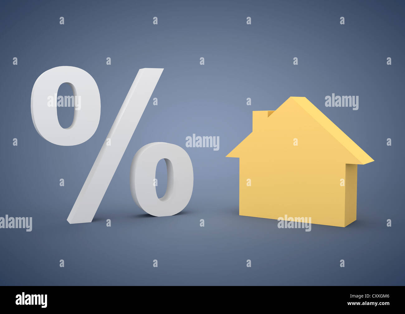 House with a percentage sign, symbolic image for purchase of a house ...