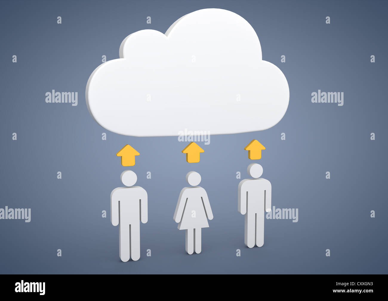 Cloud, internet, symbolic image for cloud computing, 3D illustration ...