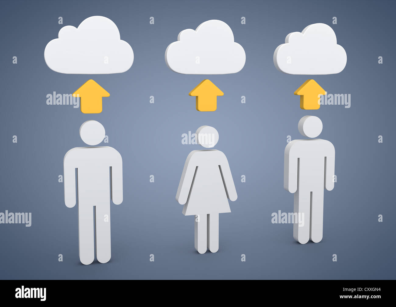 Cloud, internet, symbolic image for cloud computing, 3D illustration ...