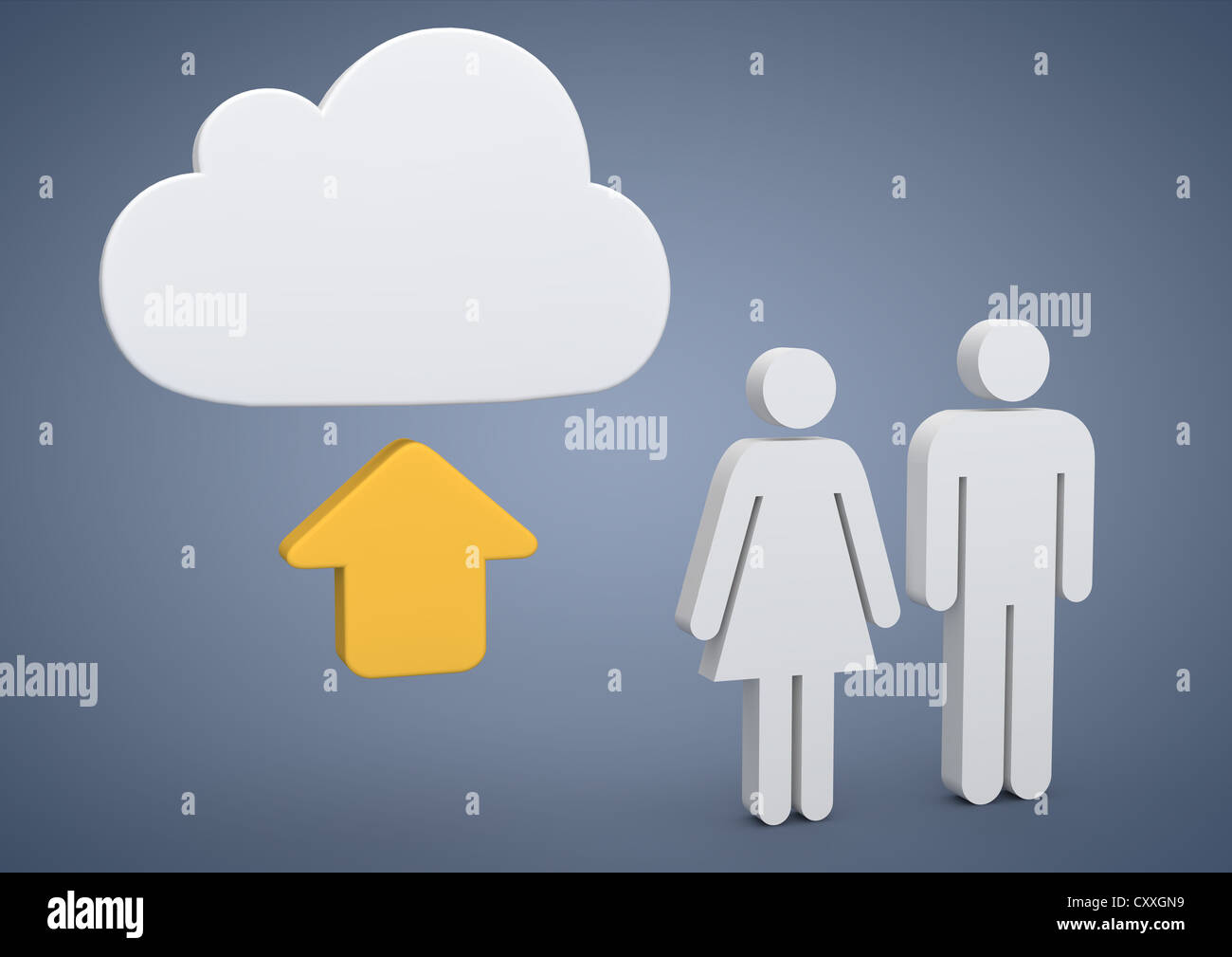 Cloud, internet, symbolic image for cloud computing, 3D illustration ...