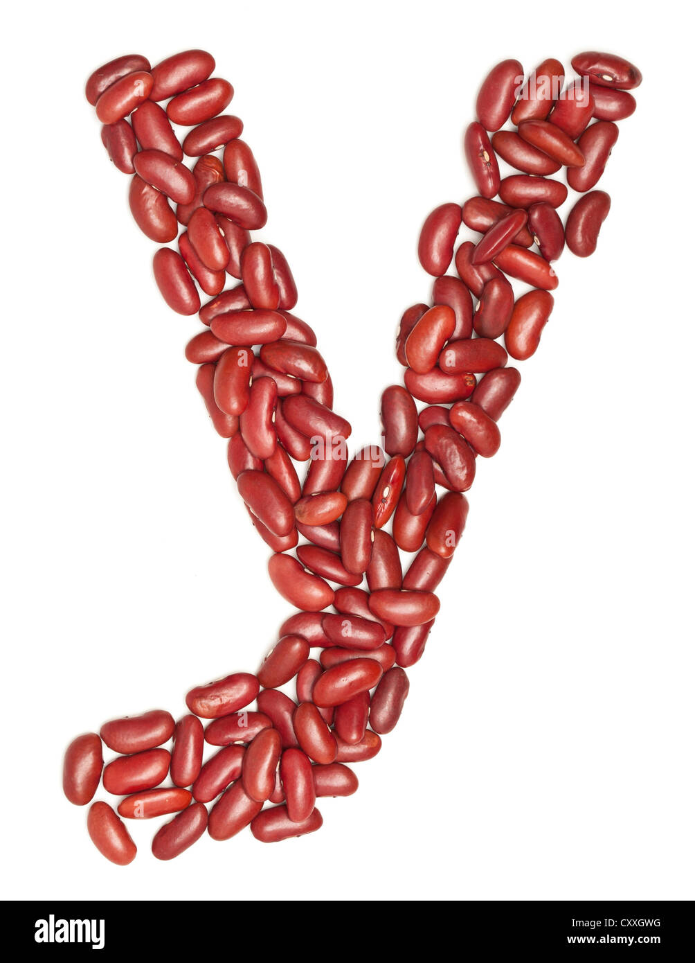 y, Alphabet from red beans. on white Stock Photo - Alamy
