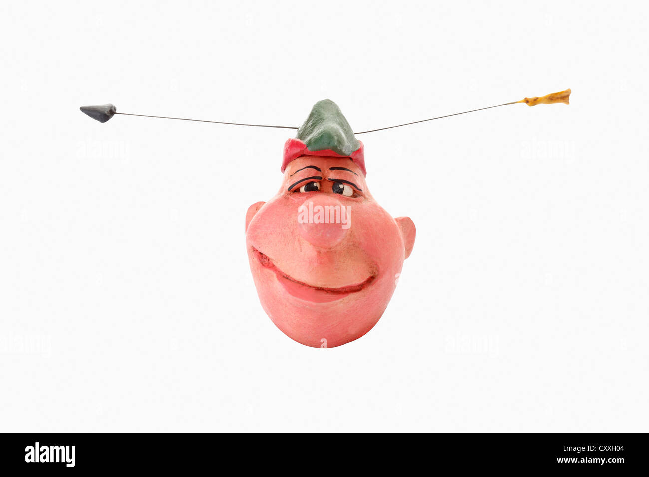 Cartoon character, head wearing a hat pierced by an arrow Stock Photo ...