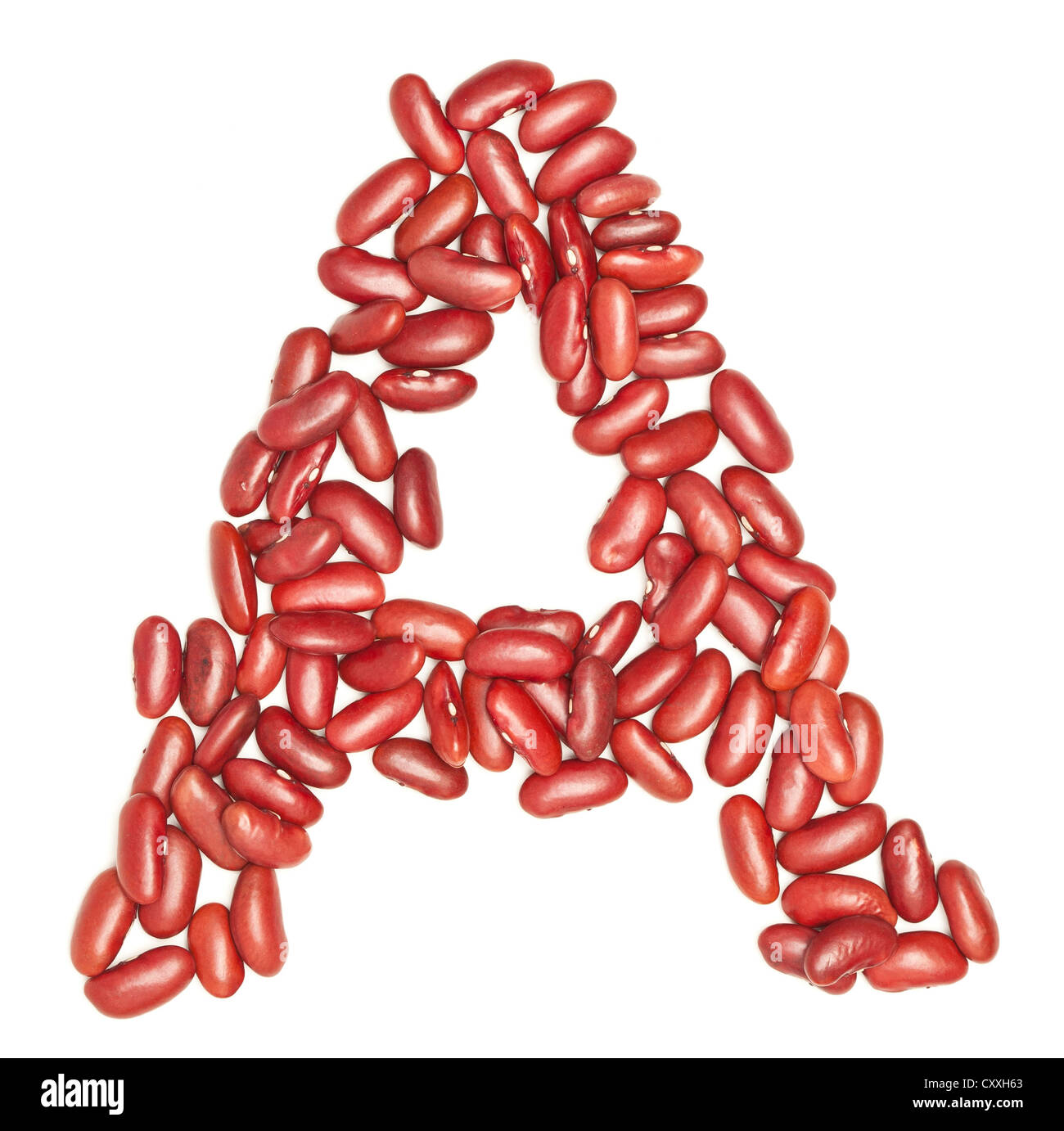 A, Alphabet from red beans. on white Stock Photo - Alamy