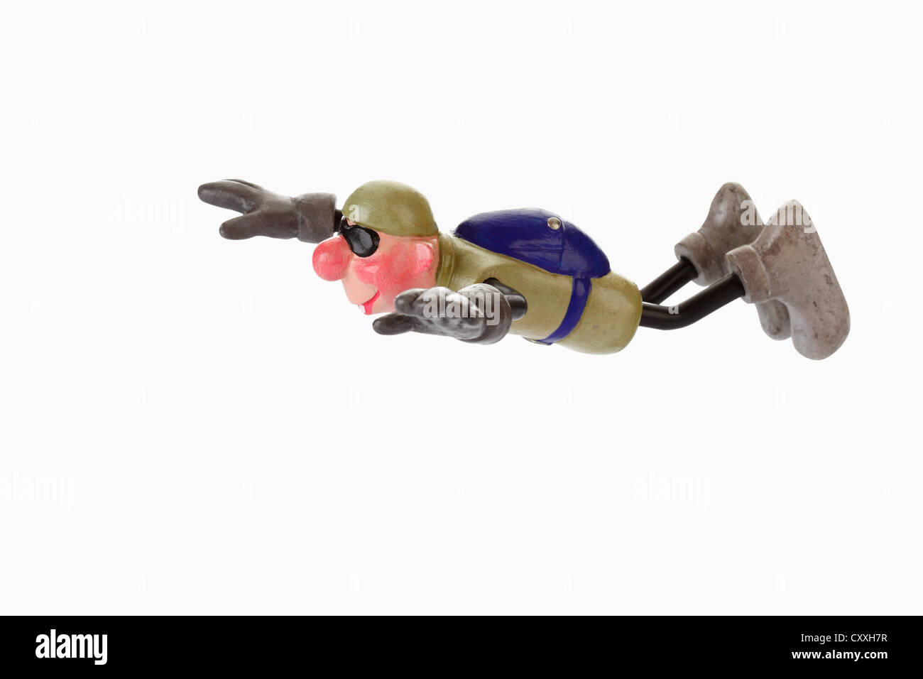 Cartoon character, basejumper in gliding flight Stock Photo - Alamy